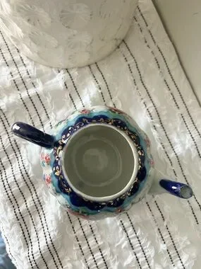 Vintage | Dining | Vintage Hand Painted Floral Teapot Cobalt Blue Gold ...